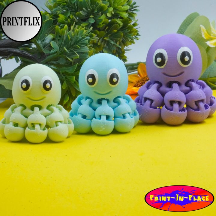 3D Printable CUTE FLEXI TINY OCTOPUS by Printflix