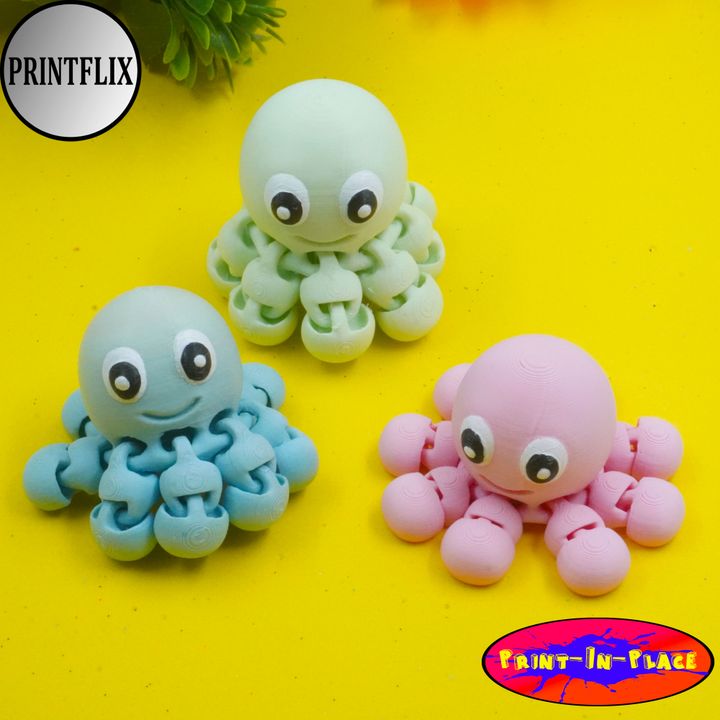 3D Printable CUTE FLEXI TINY OCTOPUS by Printflix