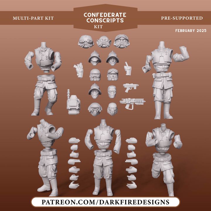 3D Printable Confederate Conscript Squad by Dark Fire Designs