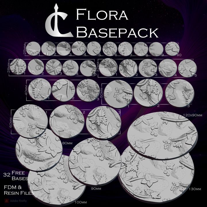 3D Printable Free - Flora Base Pack(25mm-130mm) - Presupported by ...
