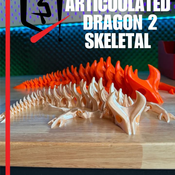 3D Printable Articulated Dragon 2- Skeletal by Plastic 3d