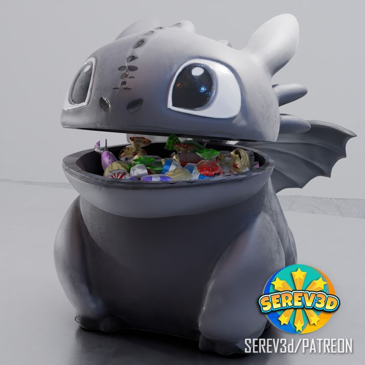 3D Printable Toothless Popcorn Bucket - How to Train your Dragon - Cute ...
