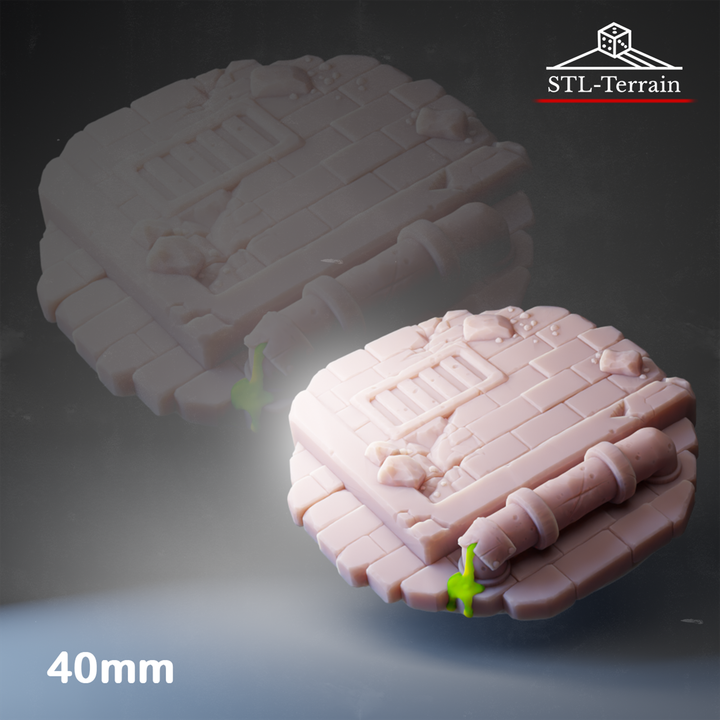 3D Printable Sewers Base Toppers 03 by STL Terrain