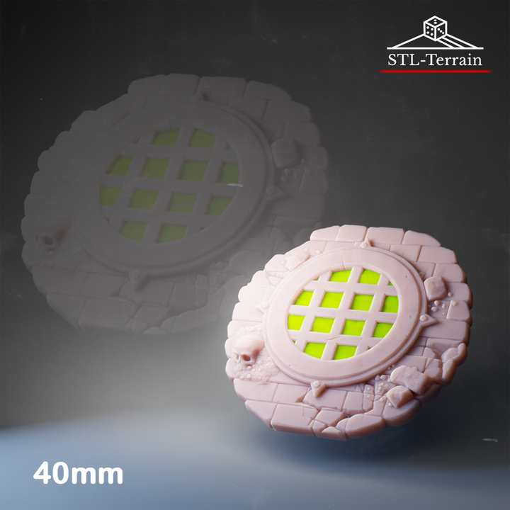 3D Printable Sewers Base Toppers 03 by STL Terrain