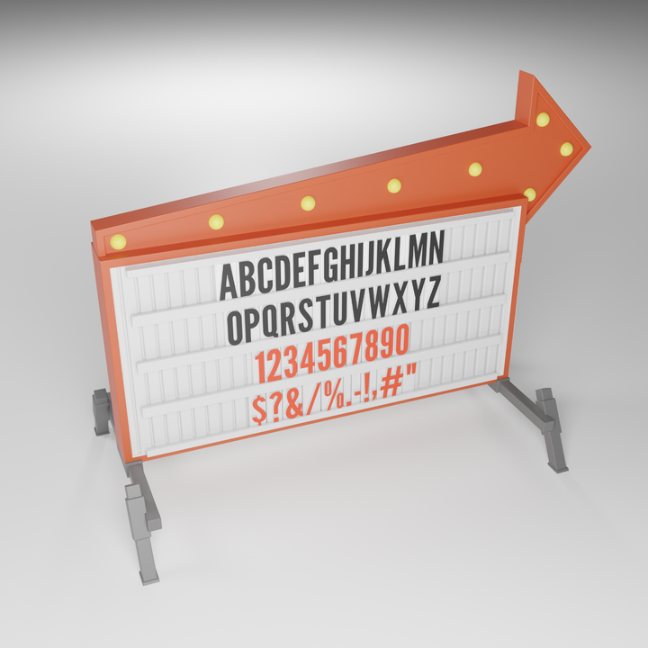 3D Printable Portable Message Sign with Letters by JSK Miniatures
