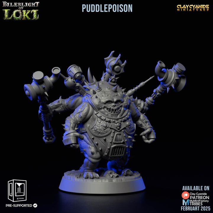 3D Printable Puddlepoison by Clay Cyanide Miniatures