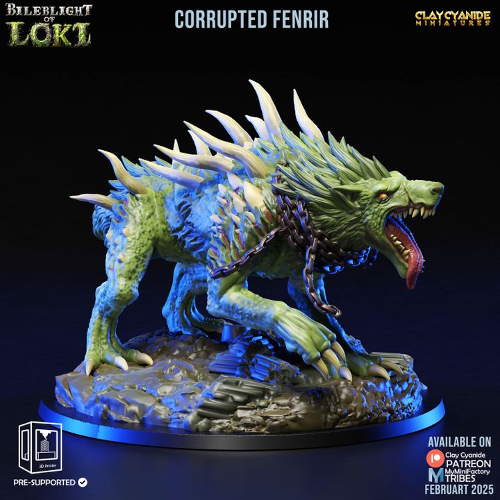 3D Printable Corrupted Fenrir by Clay Cyanide Miniatures