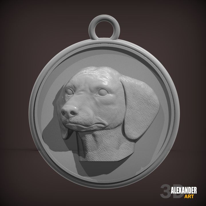 3D Printable Dachshund head relief by Alexander3dart
