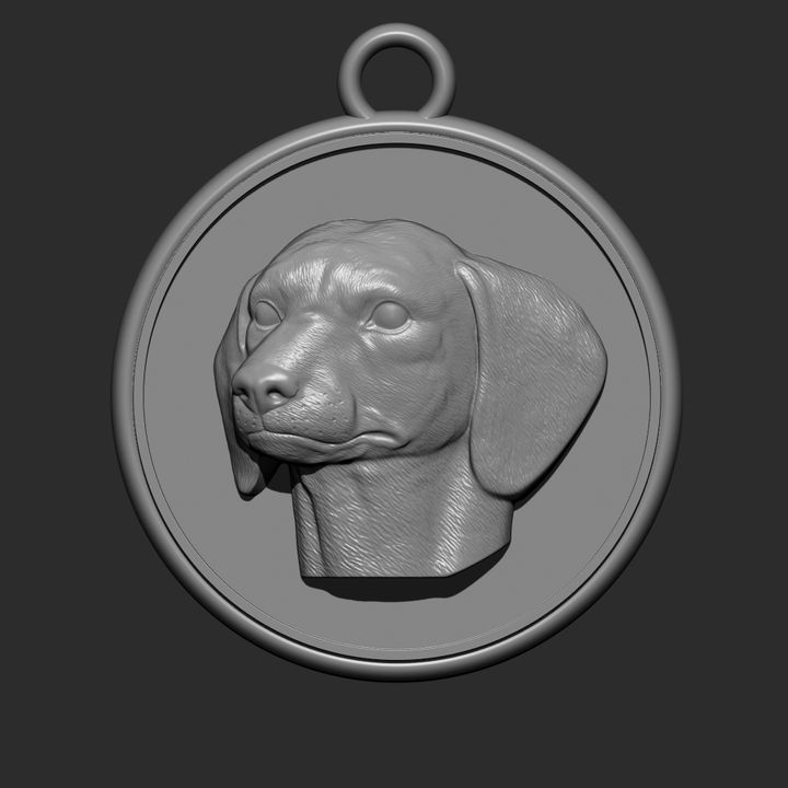 3D Printable Dachshund head relief by Alexander3dart