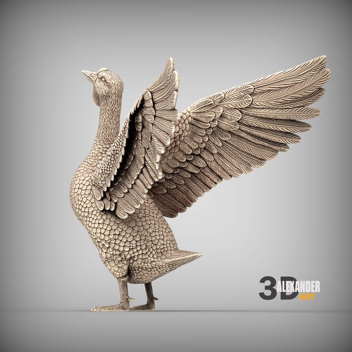 3D Printable goose flaps its wings by Alexander3dart