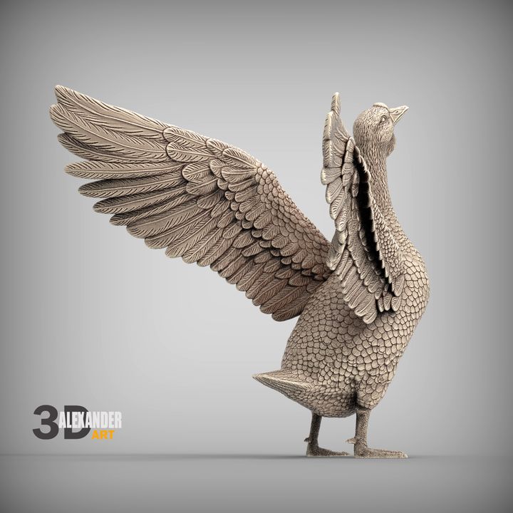 3D Printable goose flaps its wings by Alexander3dart