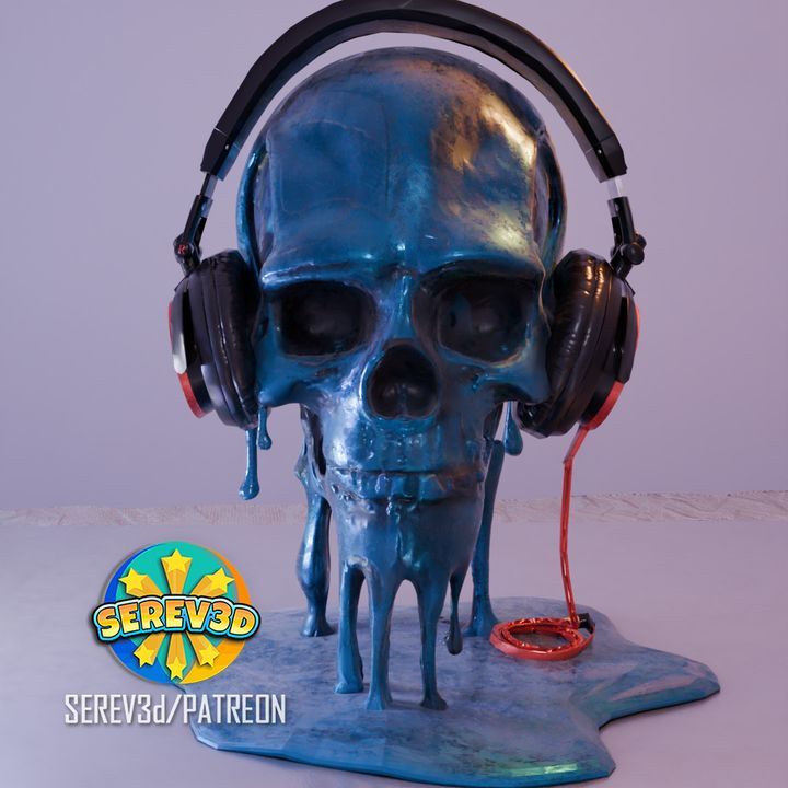 3D Printable Melting Skull - Gothic Halloween Decor Headphone Holder ...