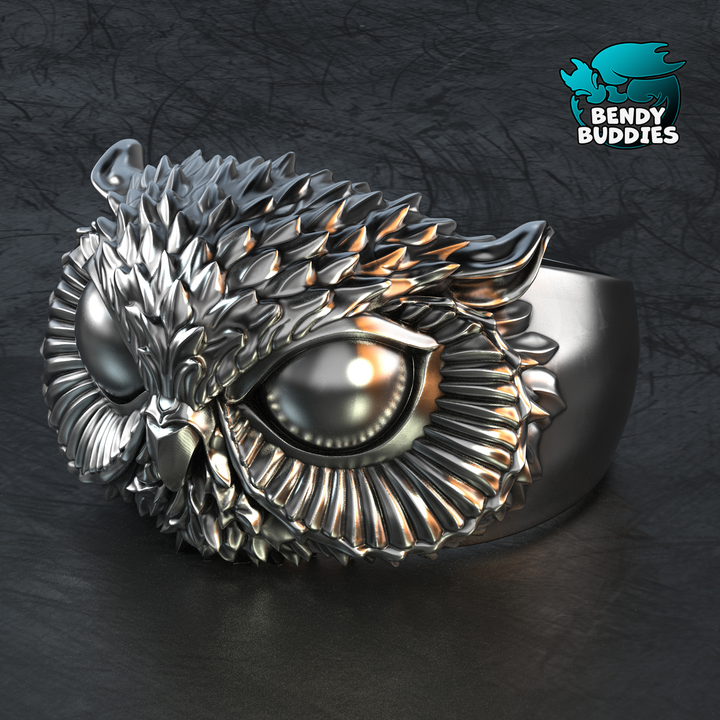 3D Printable Owl Ring / Gothic Jewelry Pre-Supported / Death Punk Rock ...