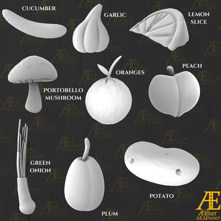 3D Printable AEAP0007 - Fruits and Veggies by Aether Studios