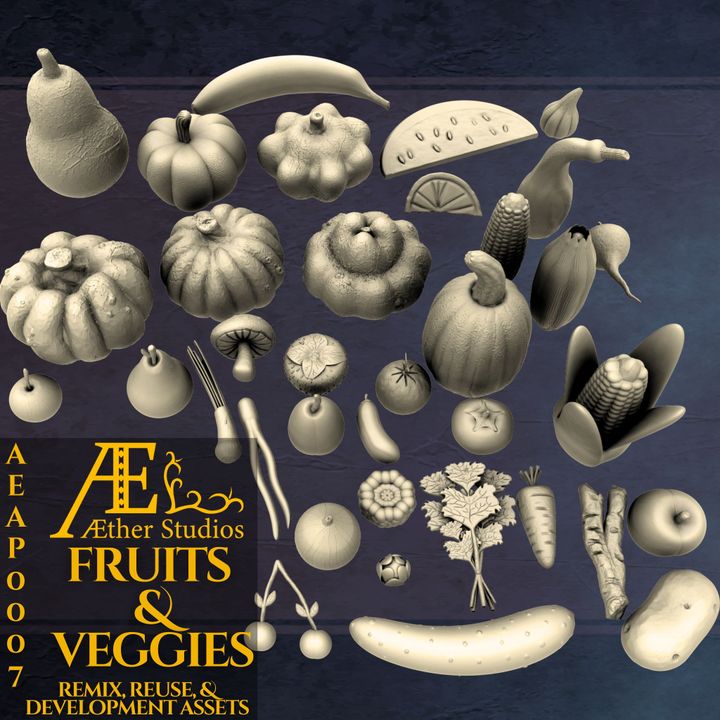 3D Printable AEAP0007 - Fruits and Veggies by Aether Studios