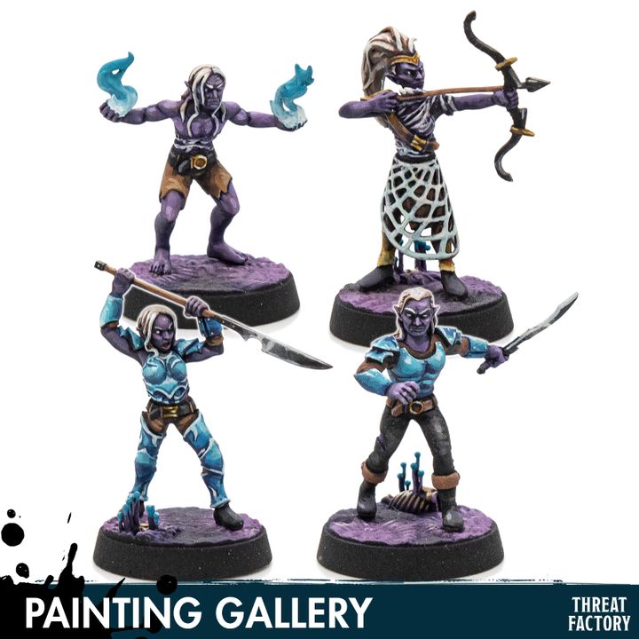 3D Print of Four Drow warriors (Modular) by ThreatFactory