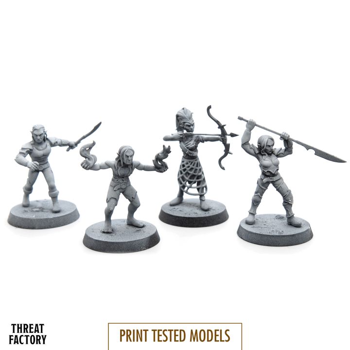 3D Printable Four Drow warriors (Modular) by Threat Factory