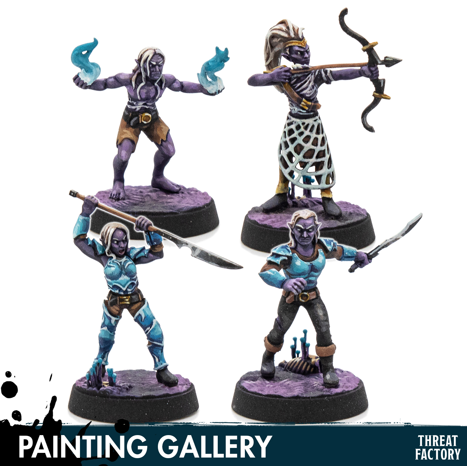 3D Printable Four Drow warriors (Modular) by Threat Factory