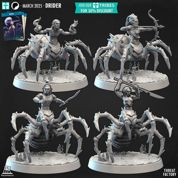 3D Printable Four Drider warriors (Modular) by Threat Factory