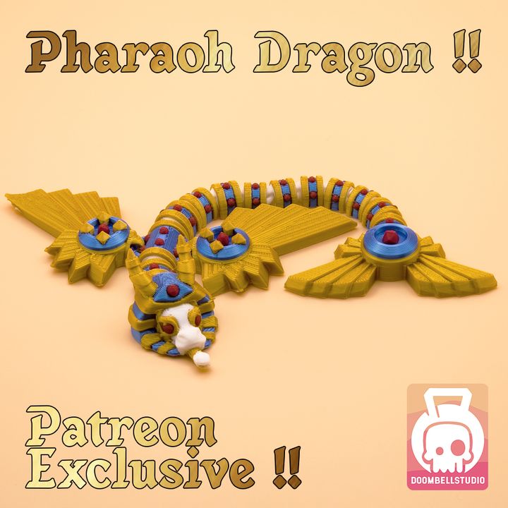 3D Printable 🐉👑 The Pharaoh Dragon 🏺🔥 by DoomBellStudio
