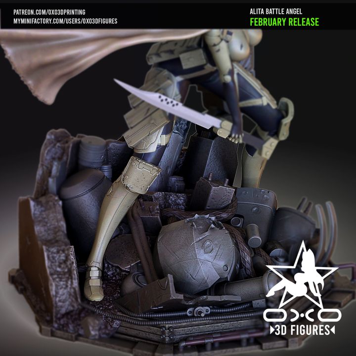 3D Printable Alita Battle Angel Miniature Figure by OXO3D Figures