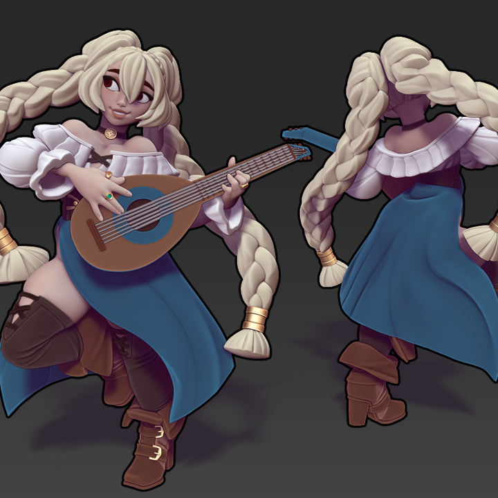 3D Printable Mika the Human Bard by Twin Goddess Miniatures