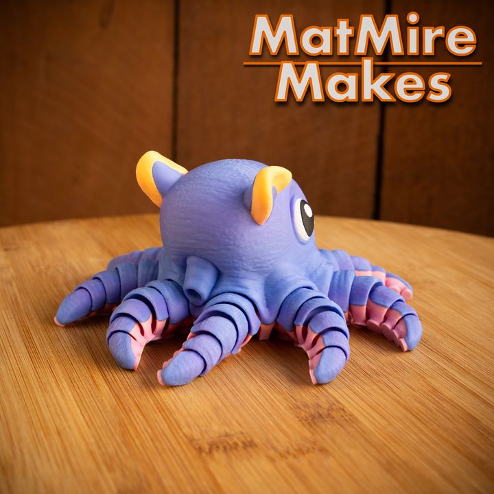 3D Printable Flapjack Octopus, Articulated fidget figure, Cute Sea ...
