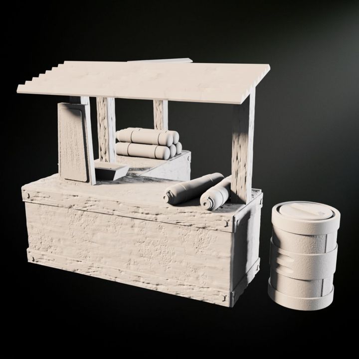 3D Printable Sci-Fi Market Tent I by WargamesCo