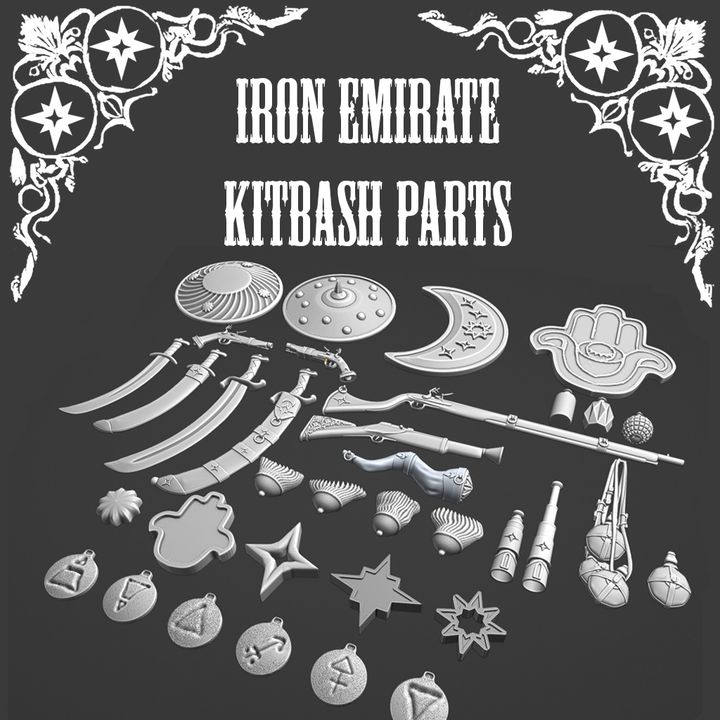 3D Printable Iron Emirate Kitbash Pack by Steamboat Gothic