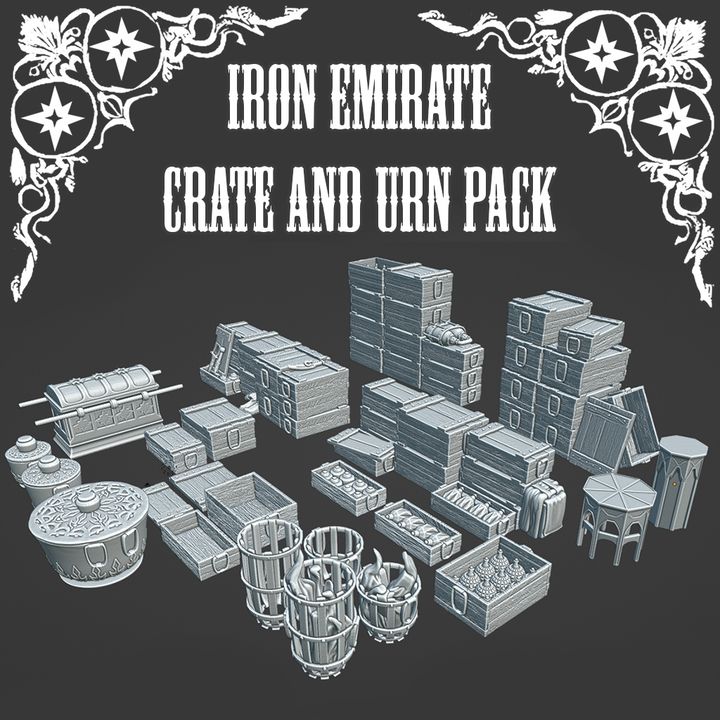 3D Printable Iron Emirate Crate and Urn Pack by Steamboat Gothic
