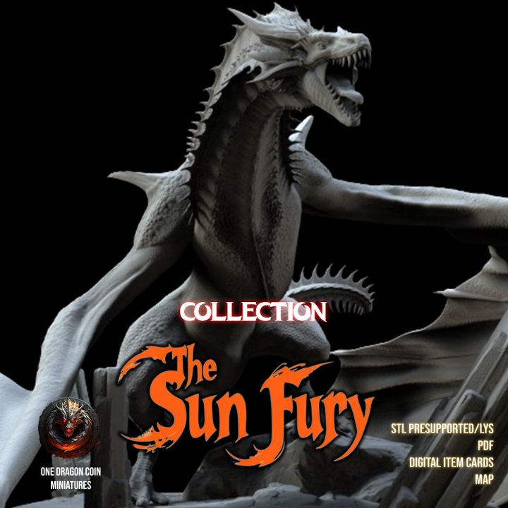3D Printable Sun Fury Dragon - COLLECTION by One Dragon Coin Miniatures