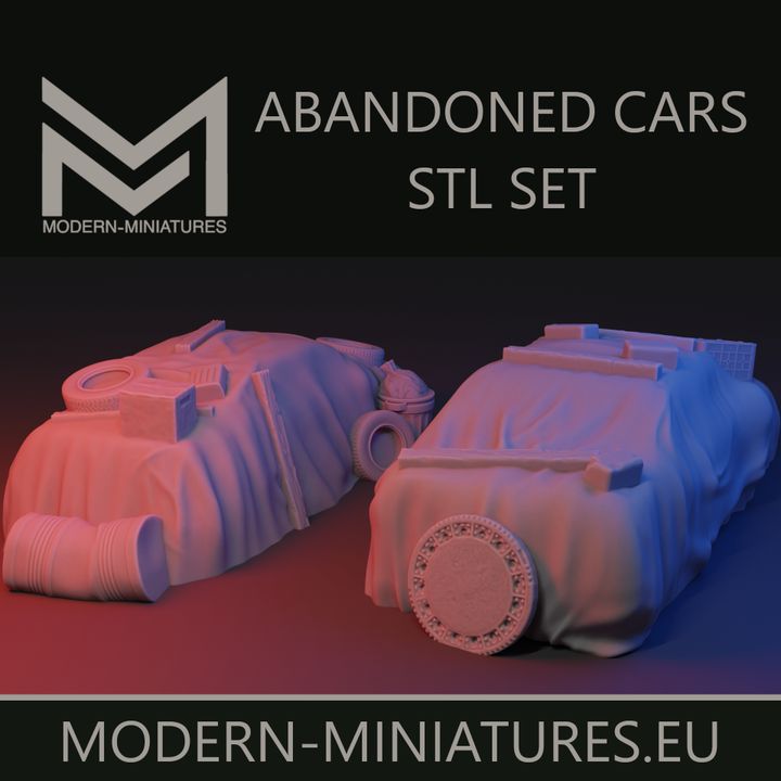 3D Printable Abandoned cars set by Modern-Miniatures.eu