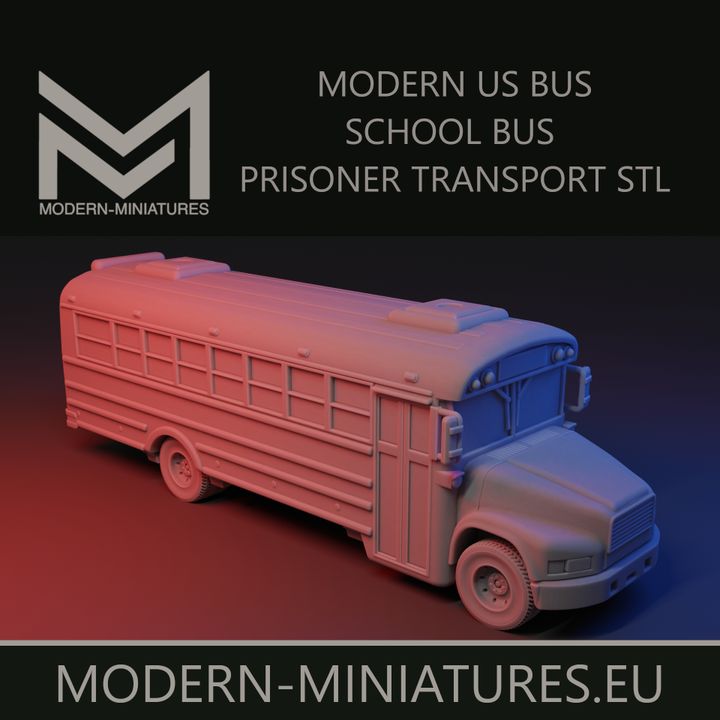 3D Printable Modern US bus, School bus, prisoner transport bus. by ...