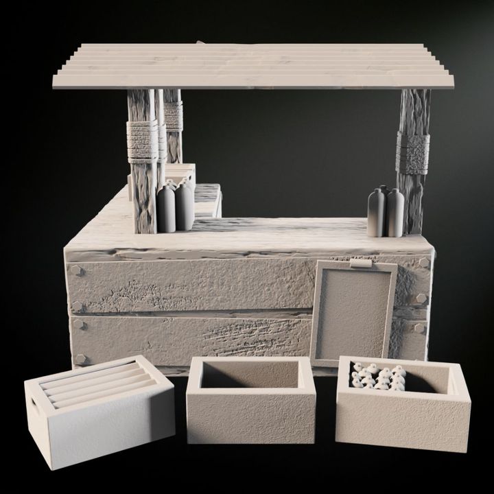 3D Printable Sci-Fi Market Tent II by WargamesCo