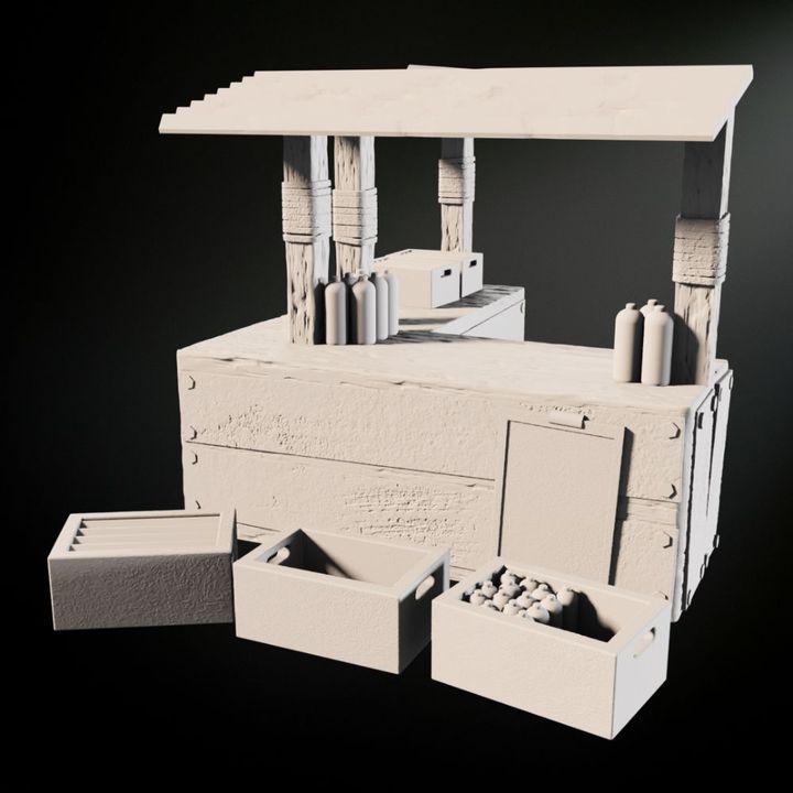 3D Printable Sci-Fi Market Tent II by WargamesCo