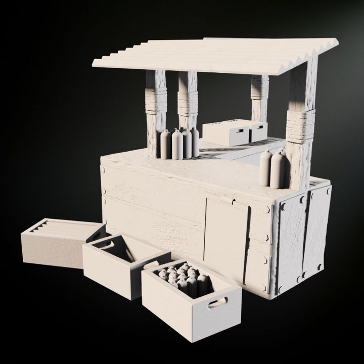3D Printable Sci-Fi Market Tent II by WargamesCo