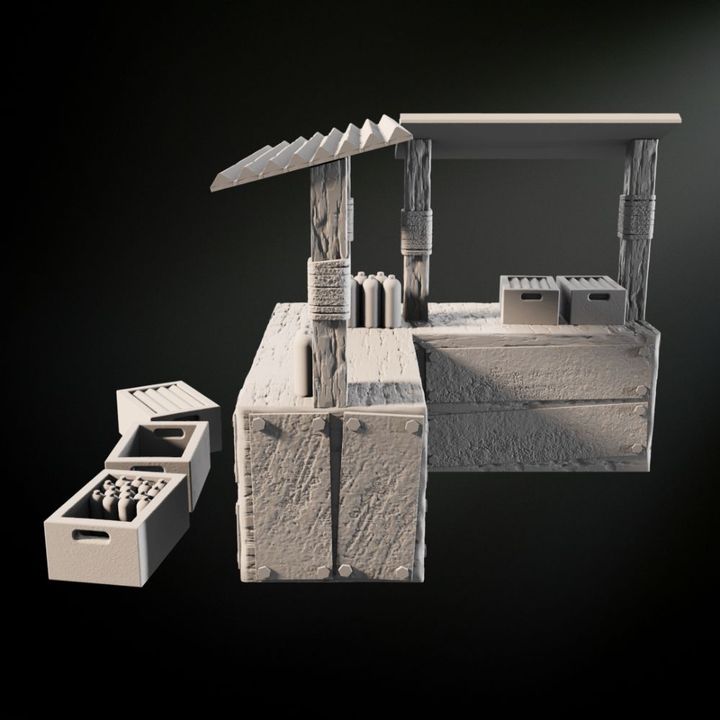 3D Printable Sci-Fi Market Tent II by WargamesCo