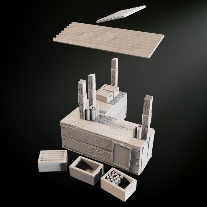 3D Printable Sci-Fi Market Tent II by WargamesCo