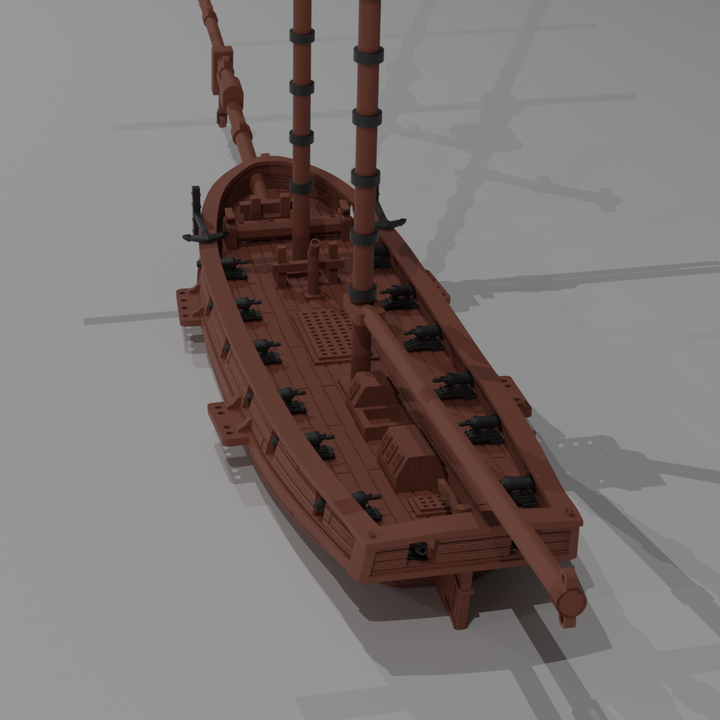 3D Printable Napoleonic Topsail Schooner- 28mm Ship Model STL by Eddie ...