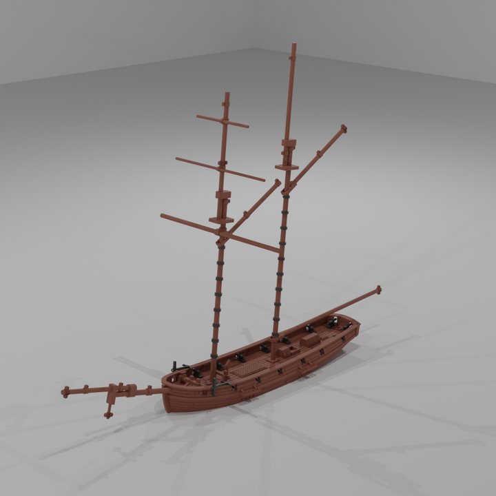 3D Printable Napoleonic Topsail Schooner- 28mm Ship Model STL by Eddie ...