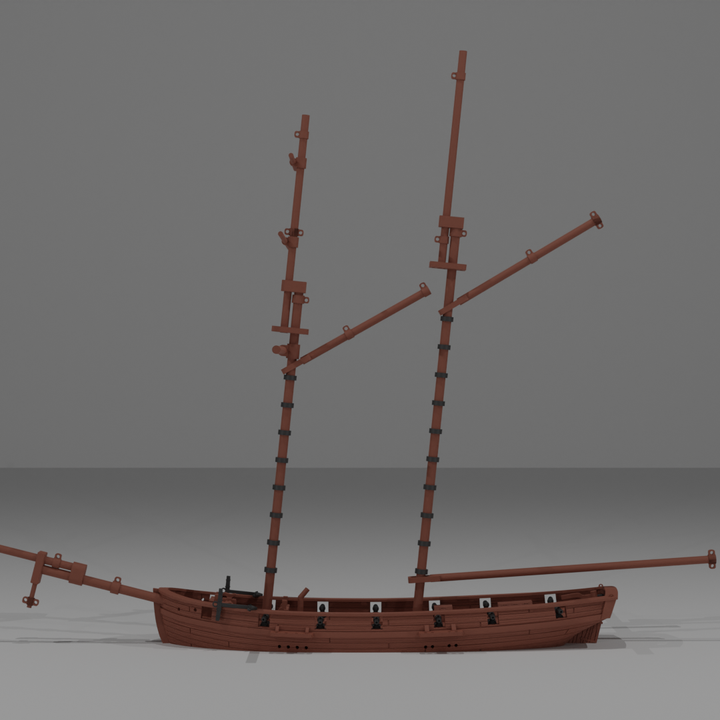 3D Printable Napoleonic Topsail Schooner- 28mm Ship Model STL by Eddie ...