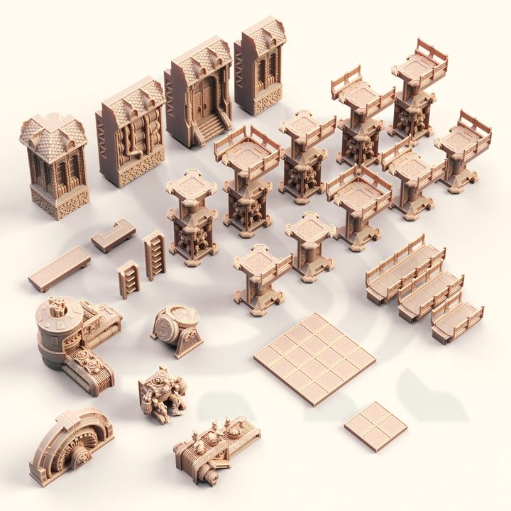 3D Printable Modular Steampunk Factory Terrain Set - The Shifting ...