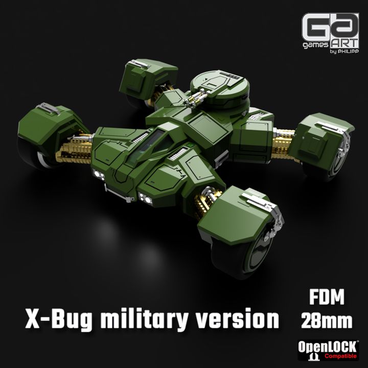 3D Printable X-Bug military version sci-fi car for 28mm wargaming by ...