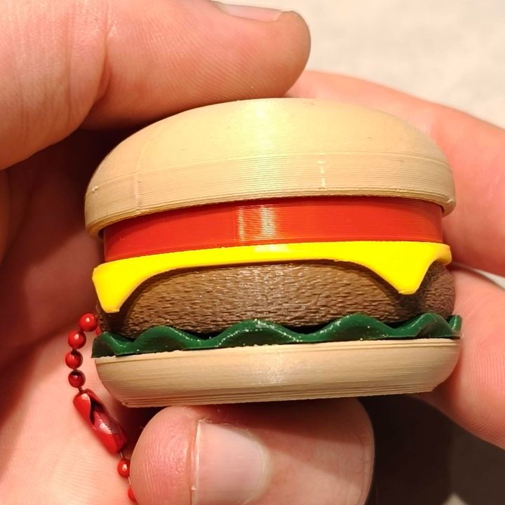 3D Printable Burger Fidget Clicker – Single and Double Layer - Keychain ...