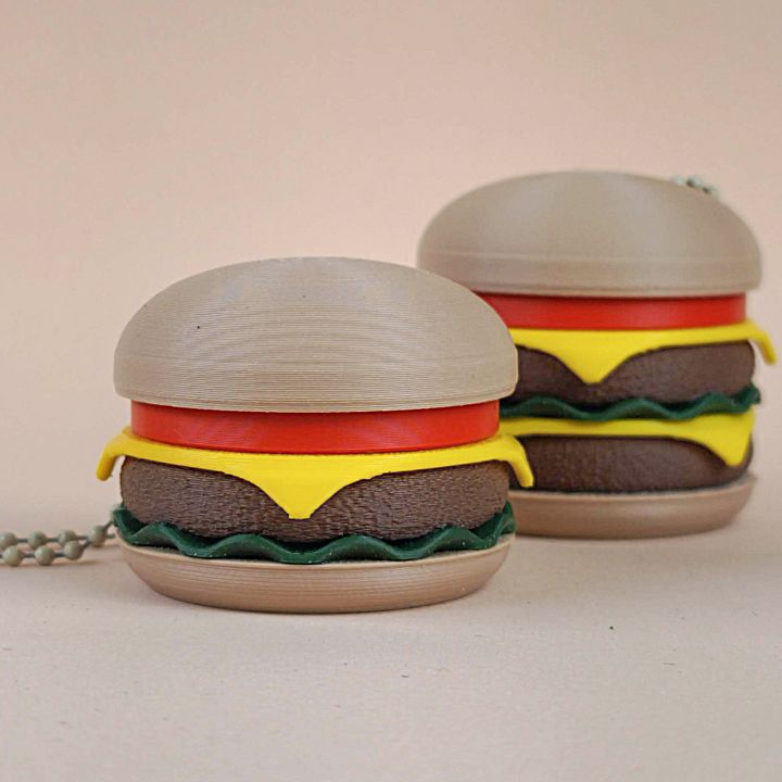 3D Printable Burger Fidget Clicker – Single and Double Layer - Keychain ...
