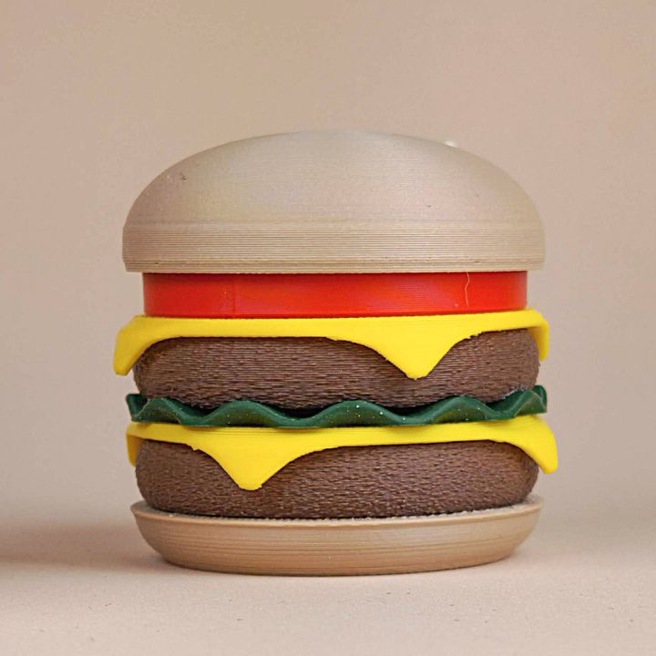 3D Printable Burger Fidget Clicker – Single and Double Layer - Keychain ...