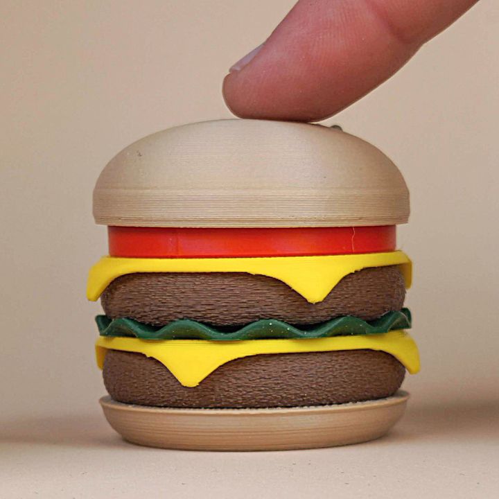 3D Printable Burger Fidget Clicker – Single and Double Layer - Keychain ...