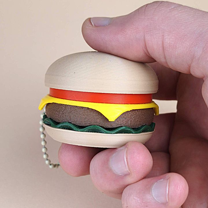 3D Printable Burger Fidget Clicker – Single and Double Layer - Keychain ...