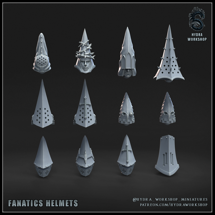 3D Printable Fanatics helmets pack by Hydra workshop miniatures