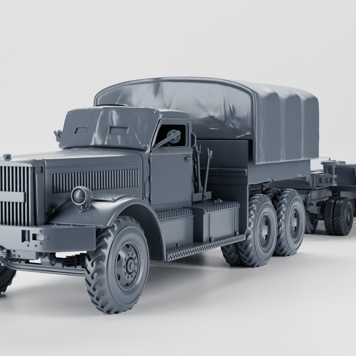 3D Printable Diamond T980 truck (M20, 12-ton, 6x4) + 12-wheel M9 Rogers trailer (US, WW2) by ...